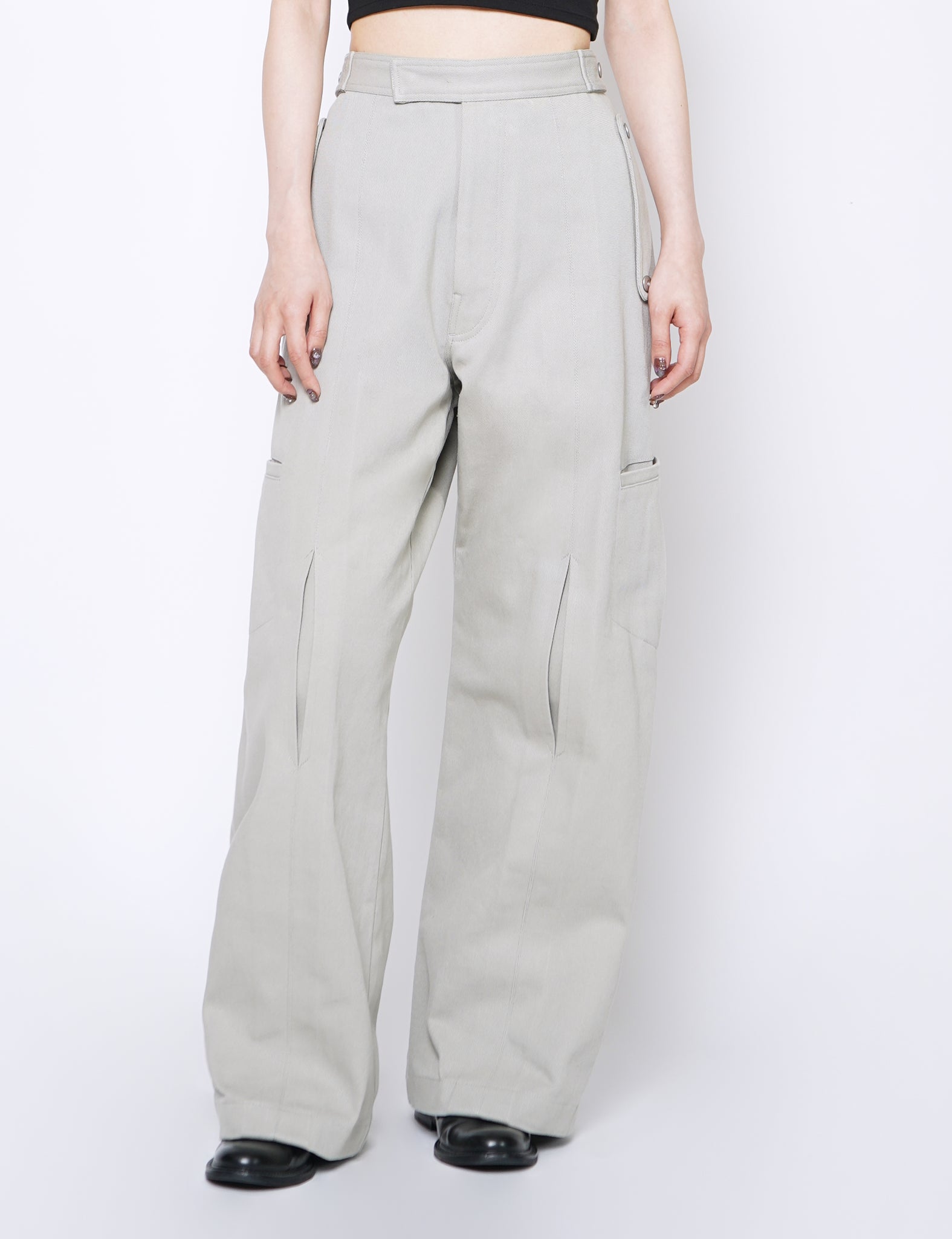 OMAR AFRIDI ASH COTTON TWILL CAROL TROUSERS