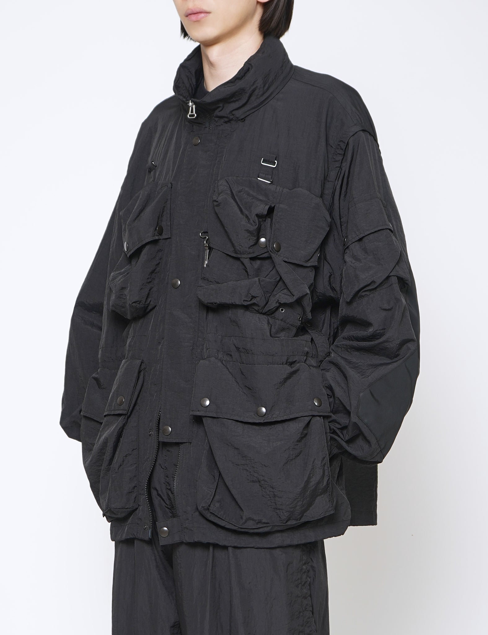 YOKE BLACK NYLON MULTI POCKETS DETACHABLE UTILITY BLOUSON