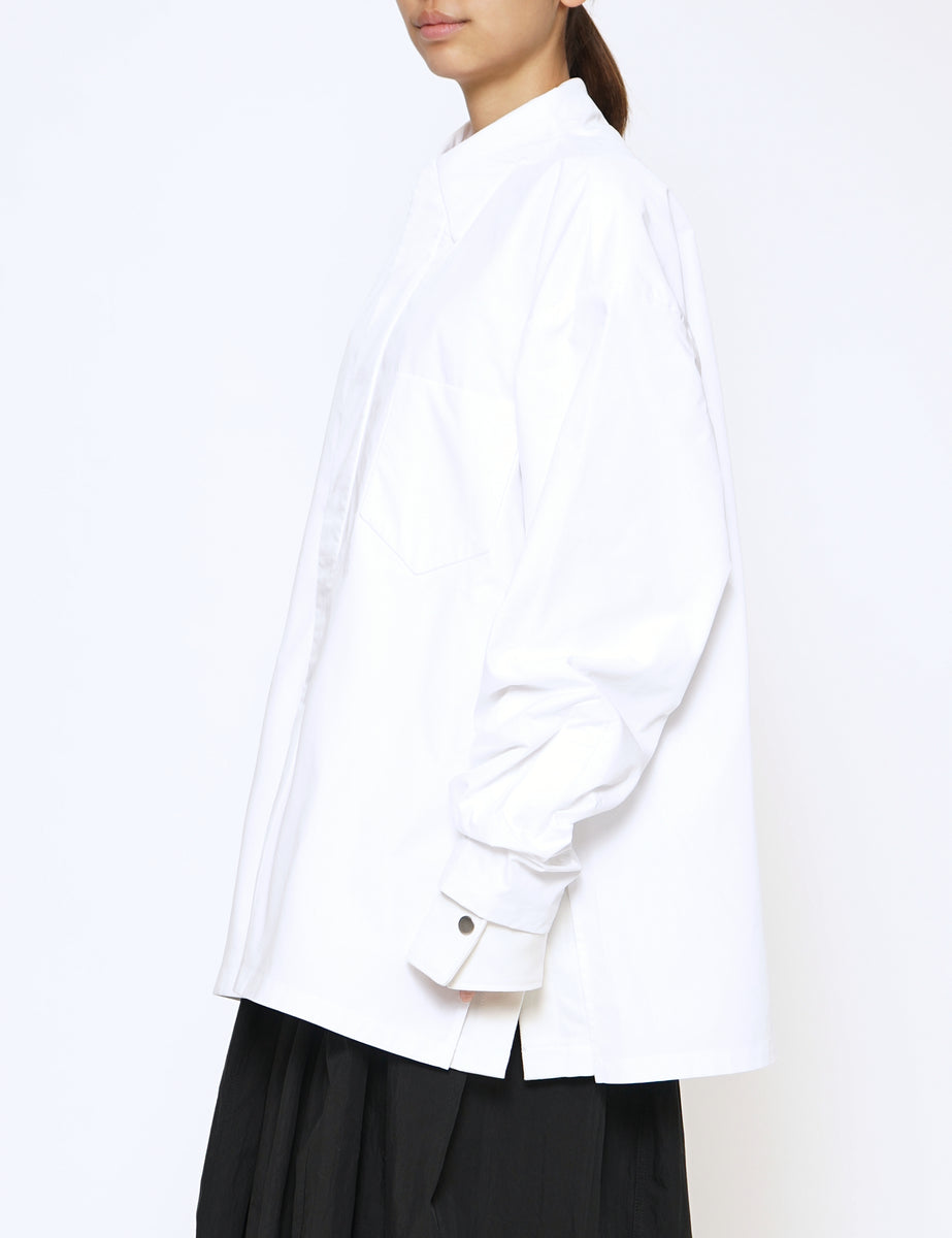 KARMUEL YOUNG WHITE COTTON MOLDED BOLD SQUARE OVERSHIRT – GRAPH LAYER