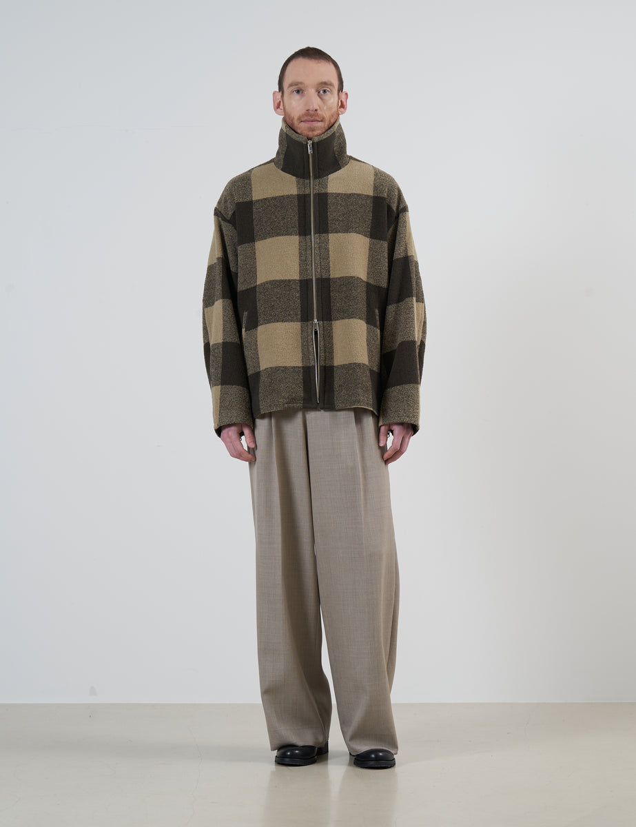 YOKE YELLOW BUFFALO PLAID STAND COLLAR ZIP BLOUSON – GRAPH LAYER