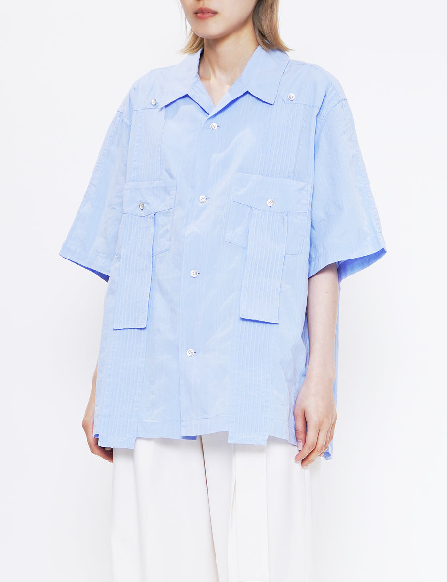 NVRFRGT LIGHT BLUE GARMENT DYED DOBBY STRIPED HALF SLEEVE SHIRT – GRAPH ...