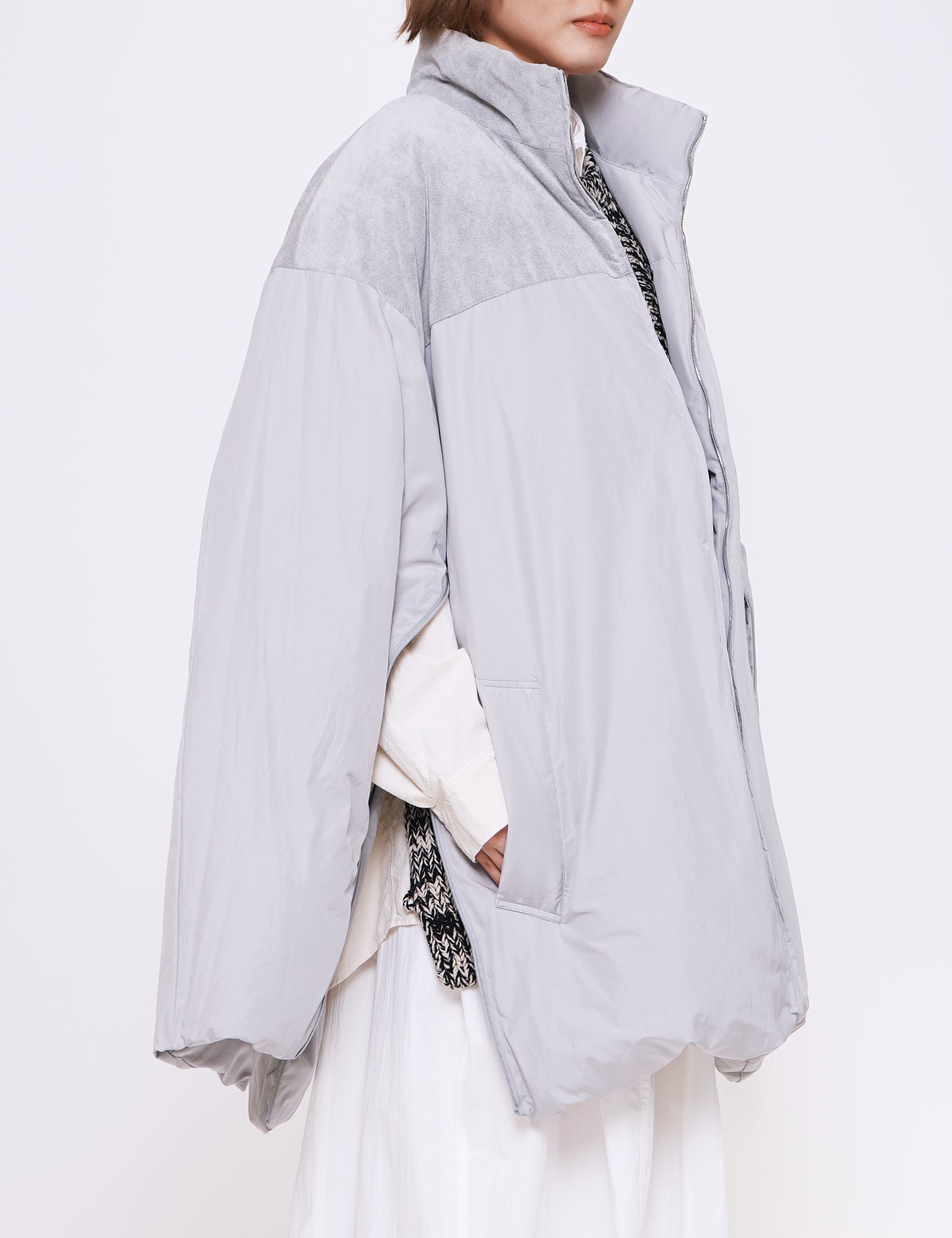 stein LIGHT GREY OVERSIZED REVERSIBLE DOWN JACKET